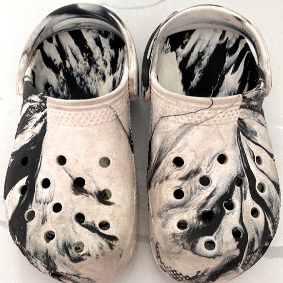 CROCS | Shoes | Crocs For Kids Black And White Marble Design Size 1 ...